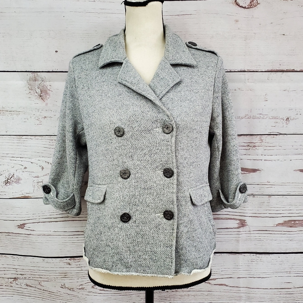 Cabi Heather Gray Shrunken Pea Coat Blazer - Gem